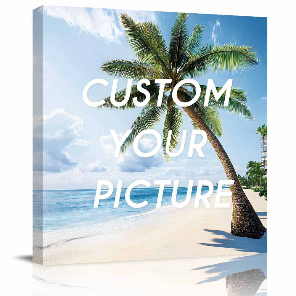 Canvas Print Wall Art Oil Paintings Summer Green Coconut Tree Ocean ...