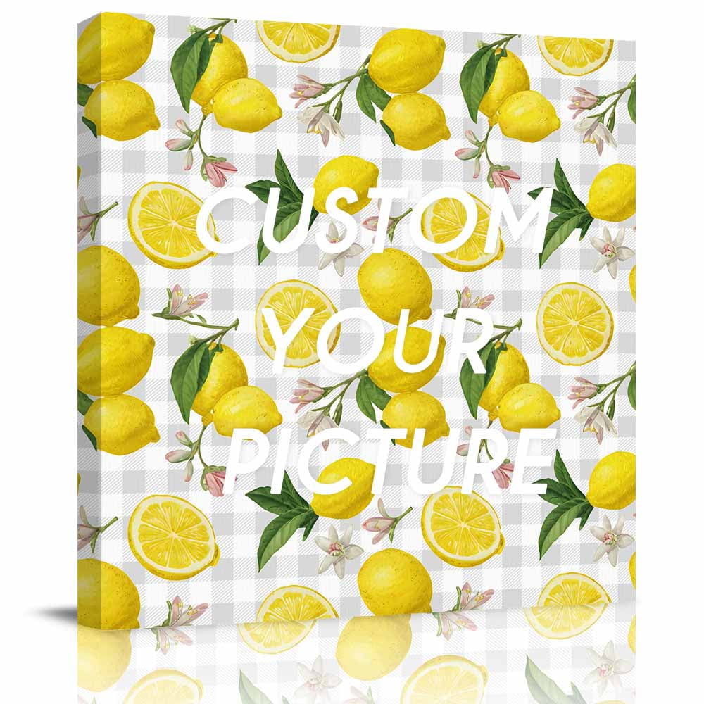 Canvas Print Wall Art Oil Paintings Summer Lemon Flower Leaves Picture ...