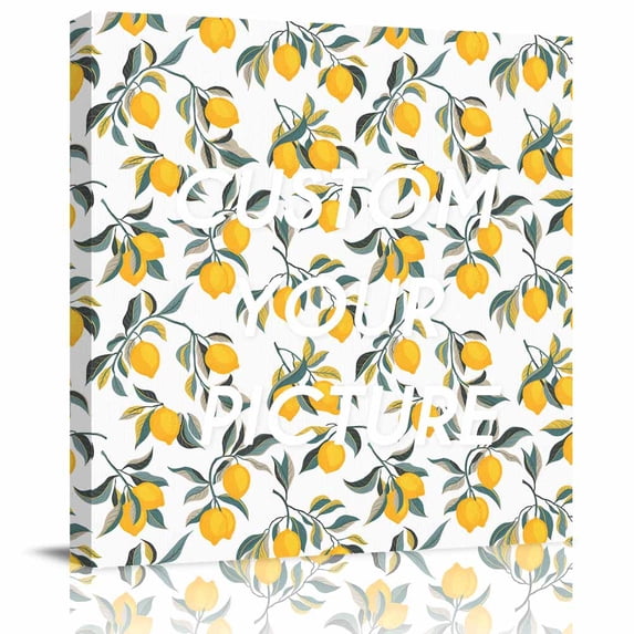 Canvas Print Wall Art Oil Paintings Summer Lemon Leaves Watercolor