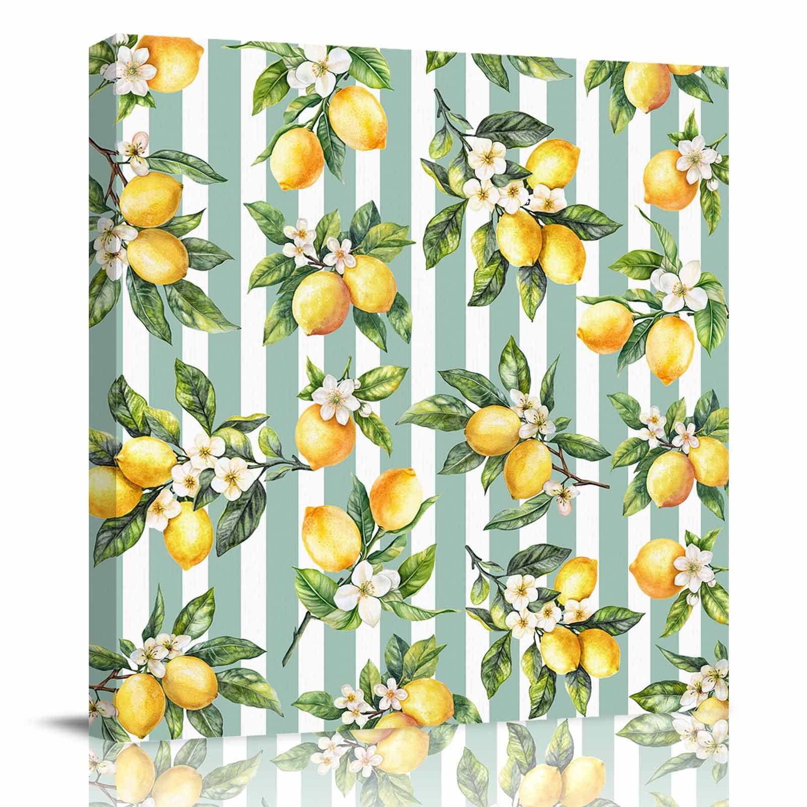 Canvas Print Wall Art Oil Paintings Summer Watercolor Lemon Flower Picture Prints Artwork for ...