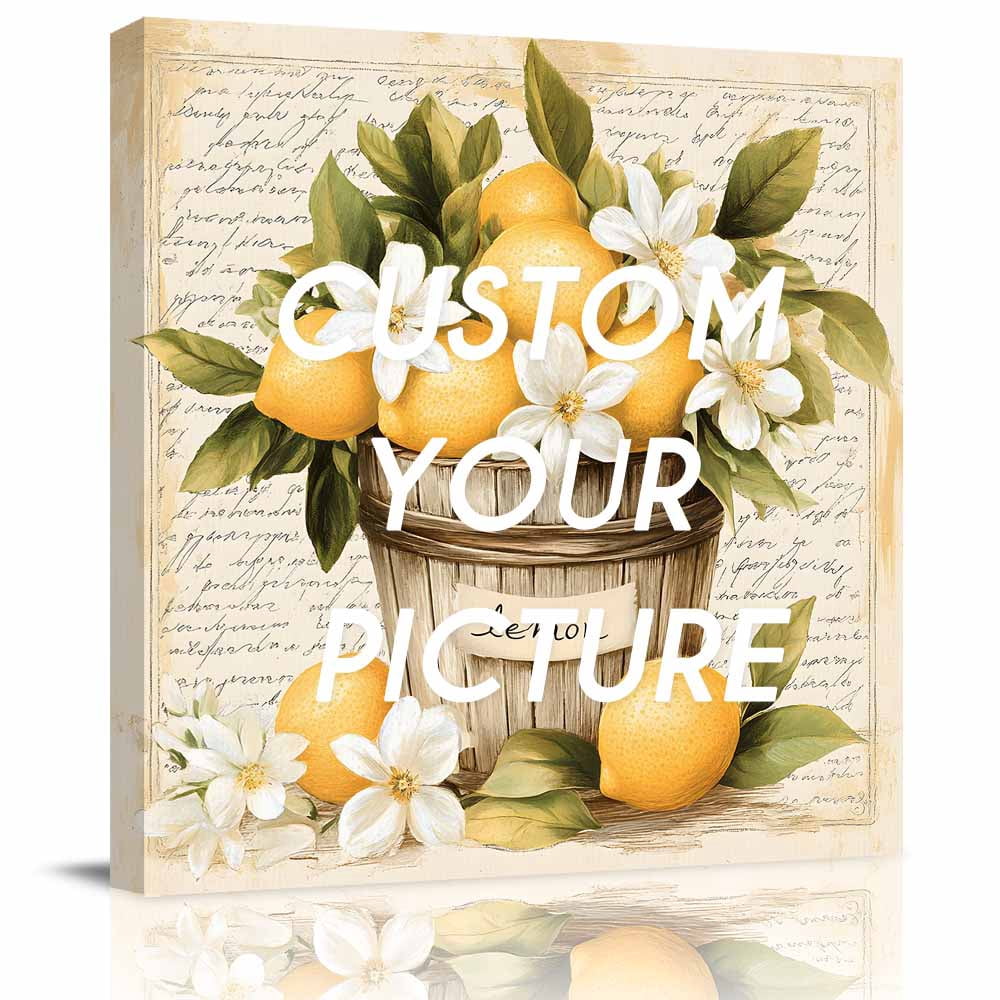 Canvas Print Wall Art Oil Paintings Summer Watercolor Lemon Flower ...