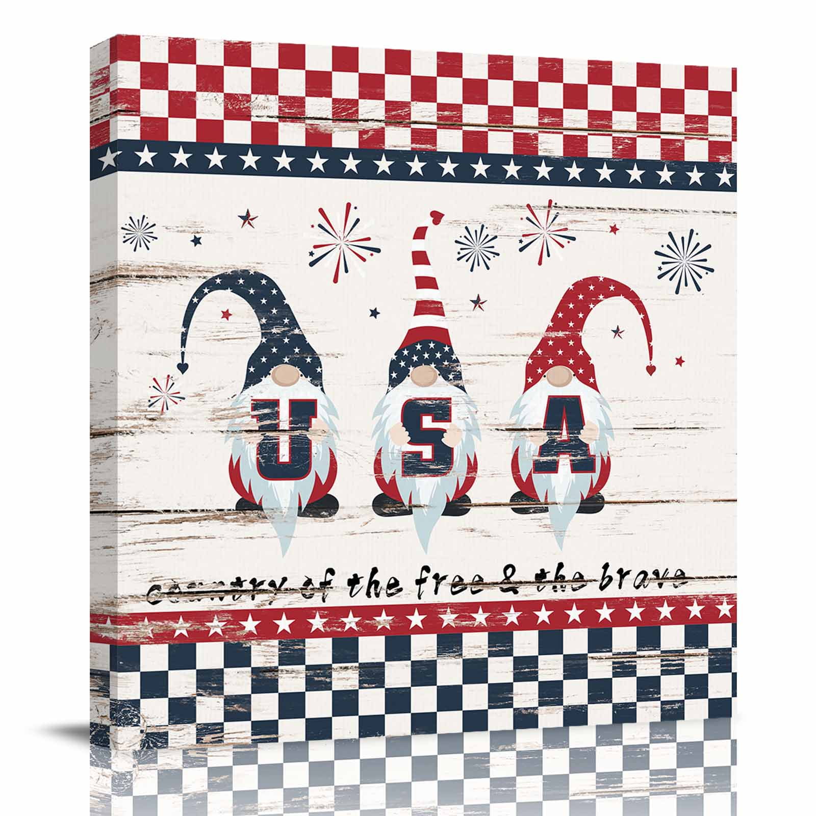 Canvas Print Wall Art Oil Paintings USA 4th of July Flag Day Dwarf on ...