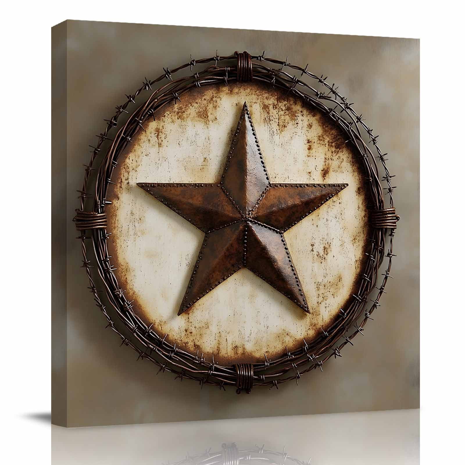 Canvas Print Wall Art Oil Paintings Vintage Rustic USA Stars Picture ...