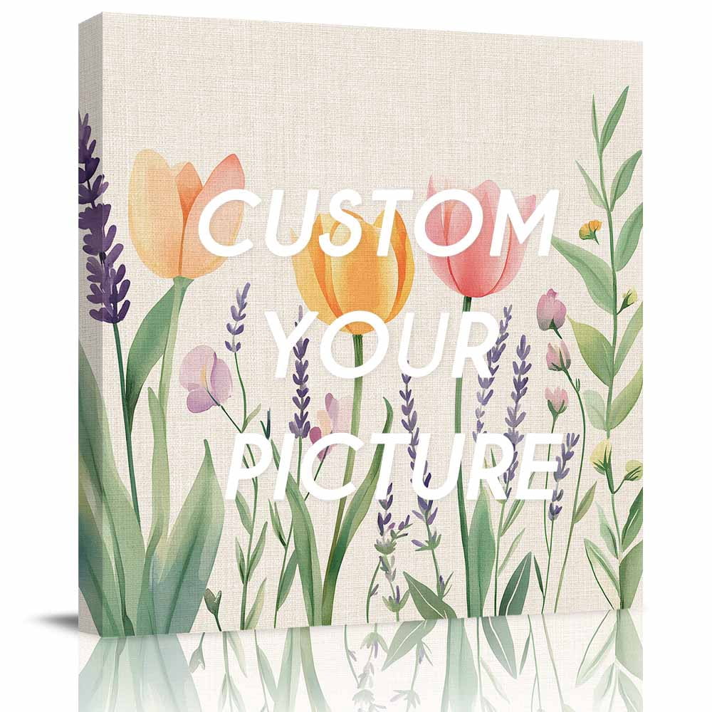 Canvas Print Wall Art Oil Paintings Watercolor Flower Green Leaves ...