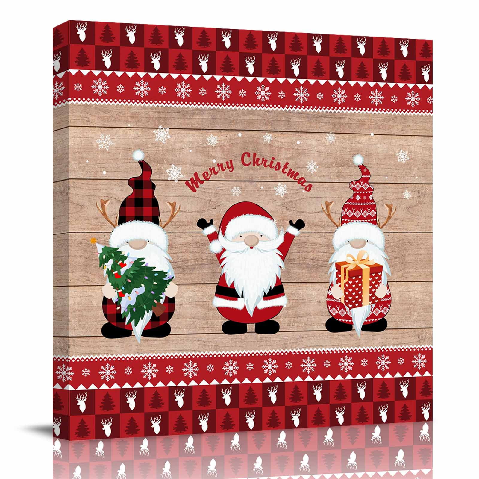 Canvas Print Wall Art Oil Paintings Xmas Dwarf Winter Snowflake on ...