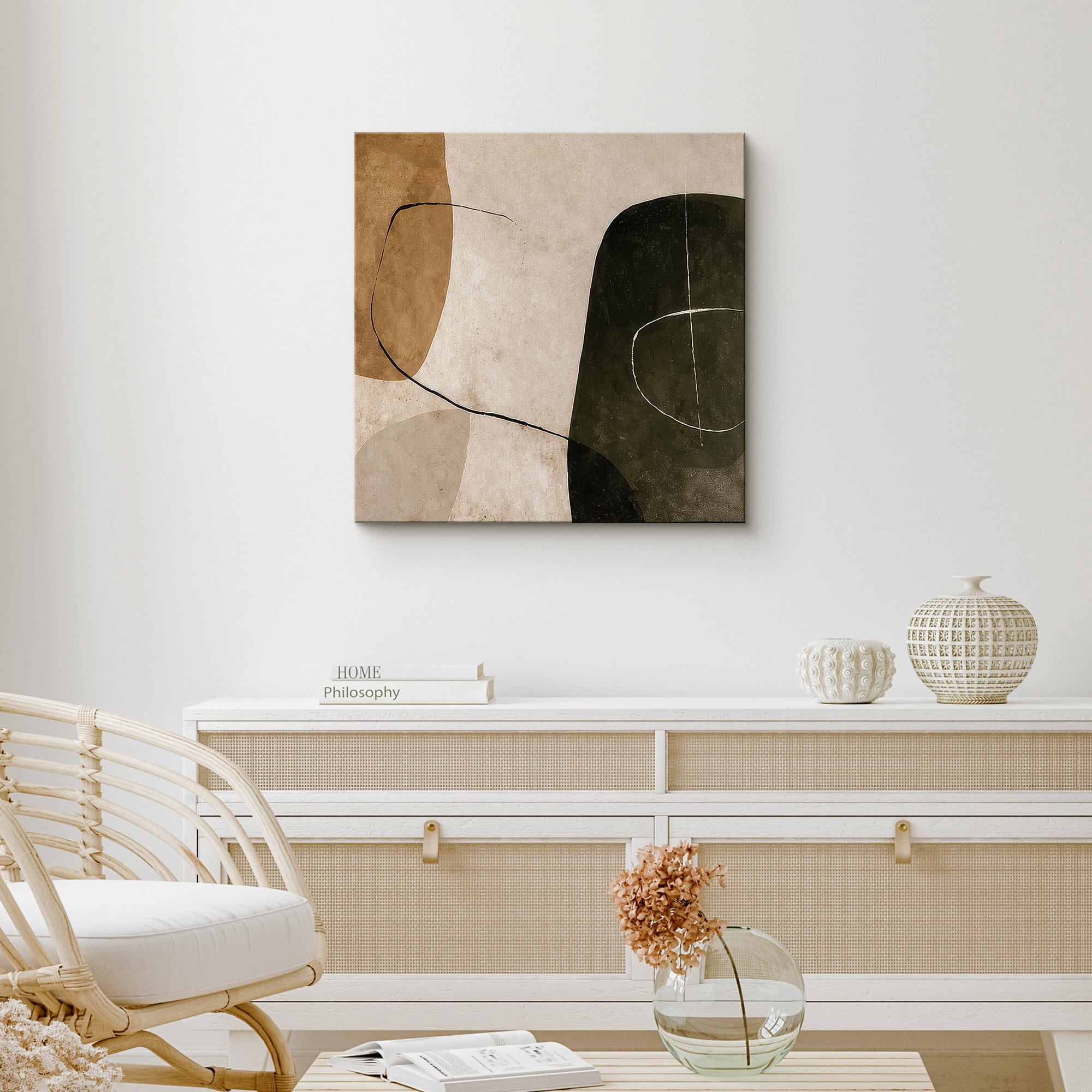 Canvas Print Wall Art Organic Line Abstract Print Neutral Shapes ...