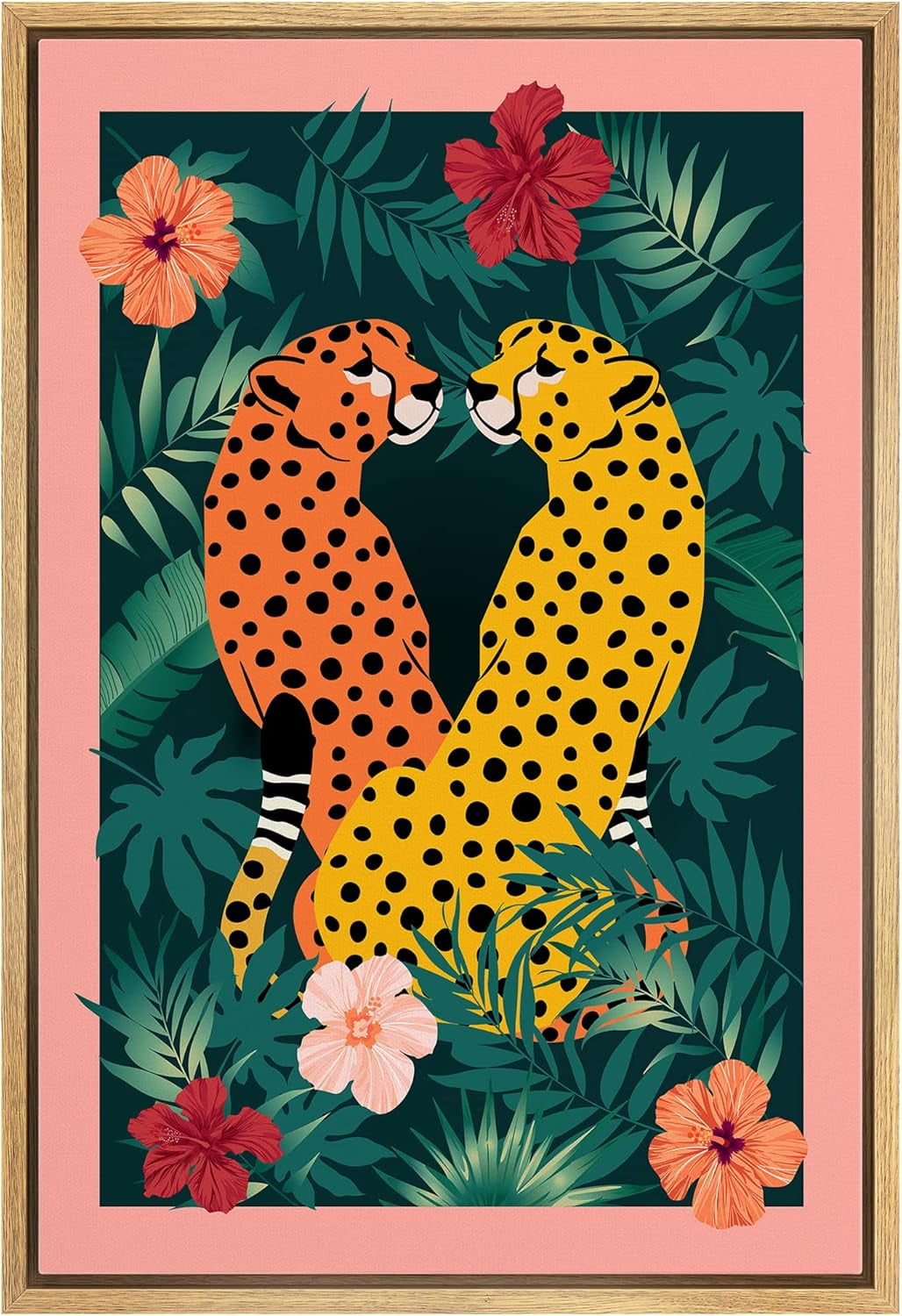 Canvas Print Wall Art Preppy Room Decor Tropical Jungle Flower Cheetah ...