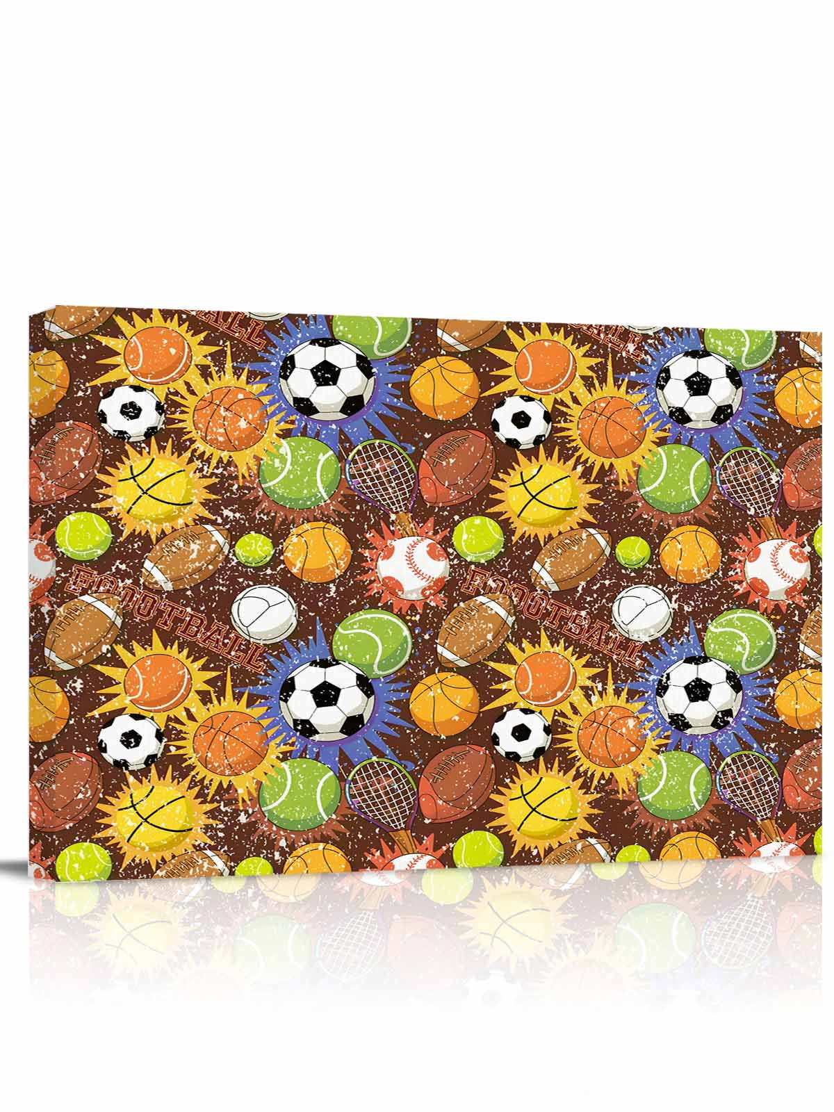 Canvas Print Wall Art Sports Theme Football Basketball Rugby Baseball ...