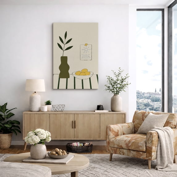 Canvas Print Wall Art Still Life with Plant and Lemons Print Minimalist ...