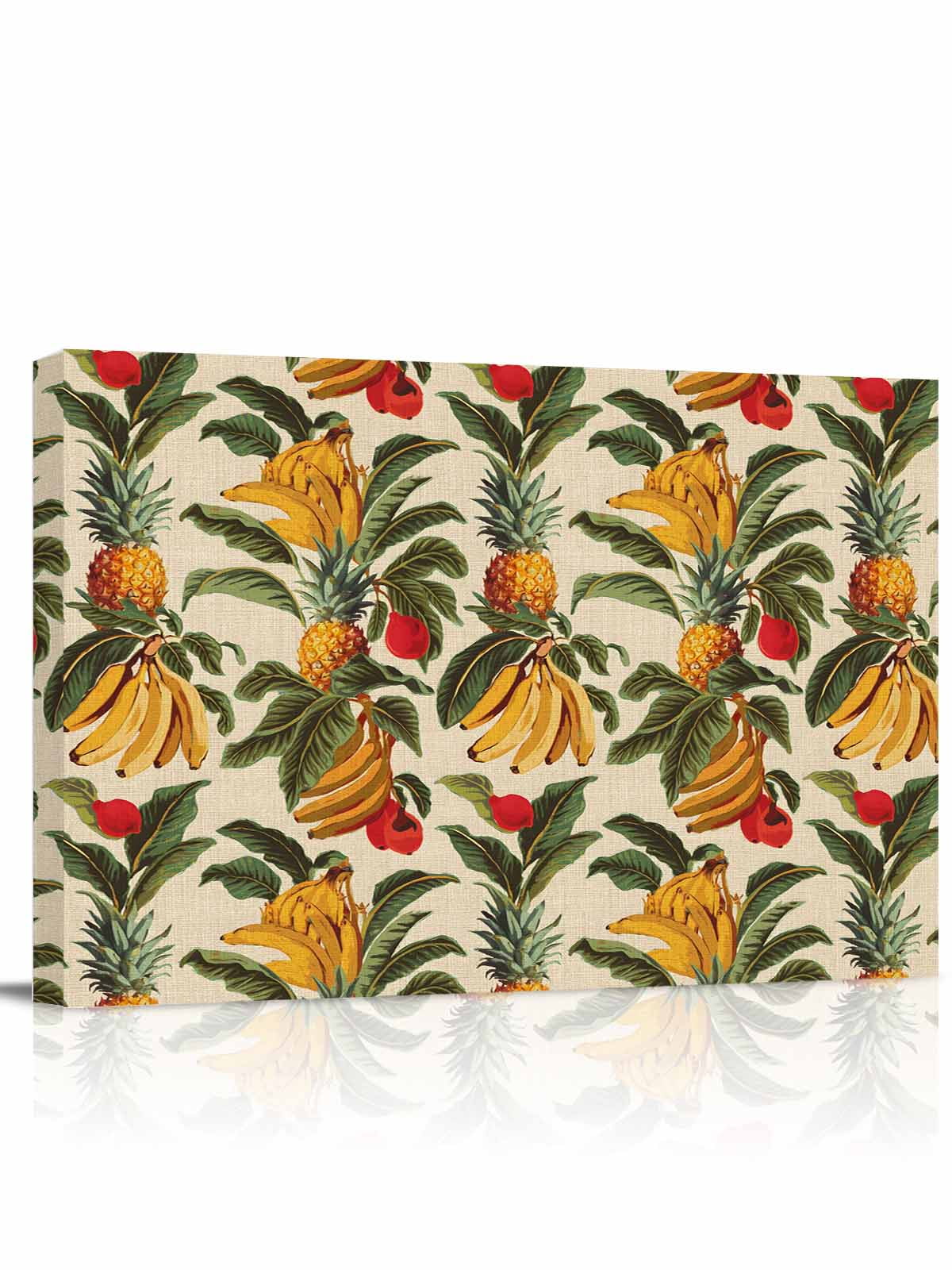 Canvas Print Wall Art Summer Plant Vintage Banana Pineapple Linen ...