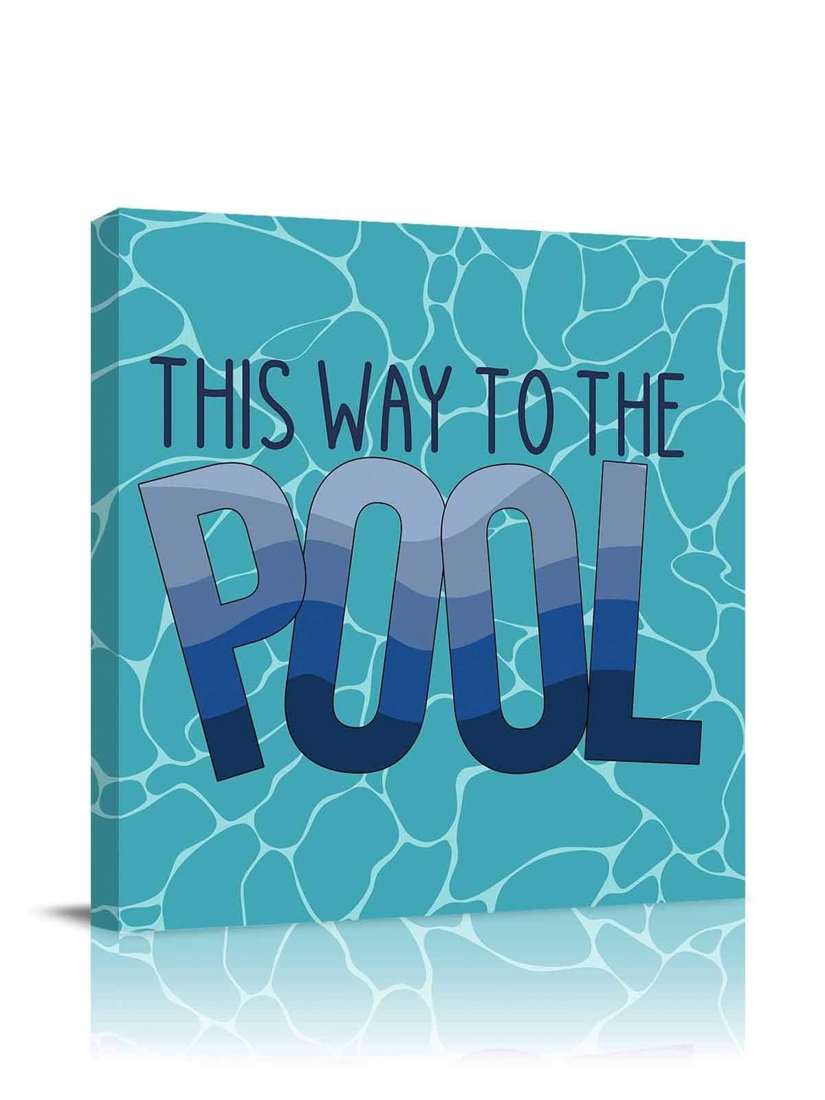 Canvas Print Wall Art Summer Swimming Pool Pool Text Green Minimalist ...
