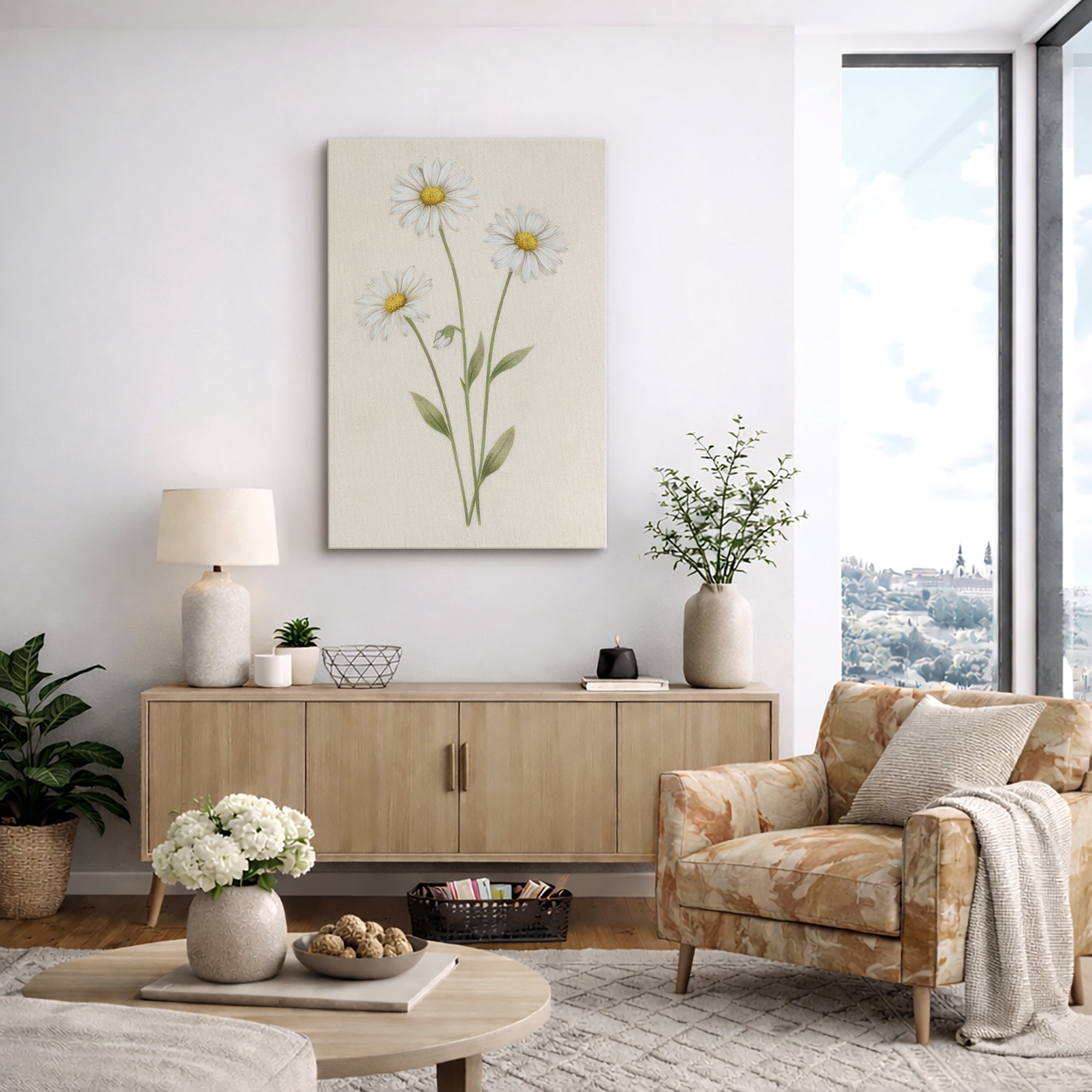 Canvas Print Wall Art White Daisies Print Botanical Artwork For Living ...