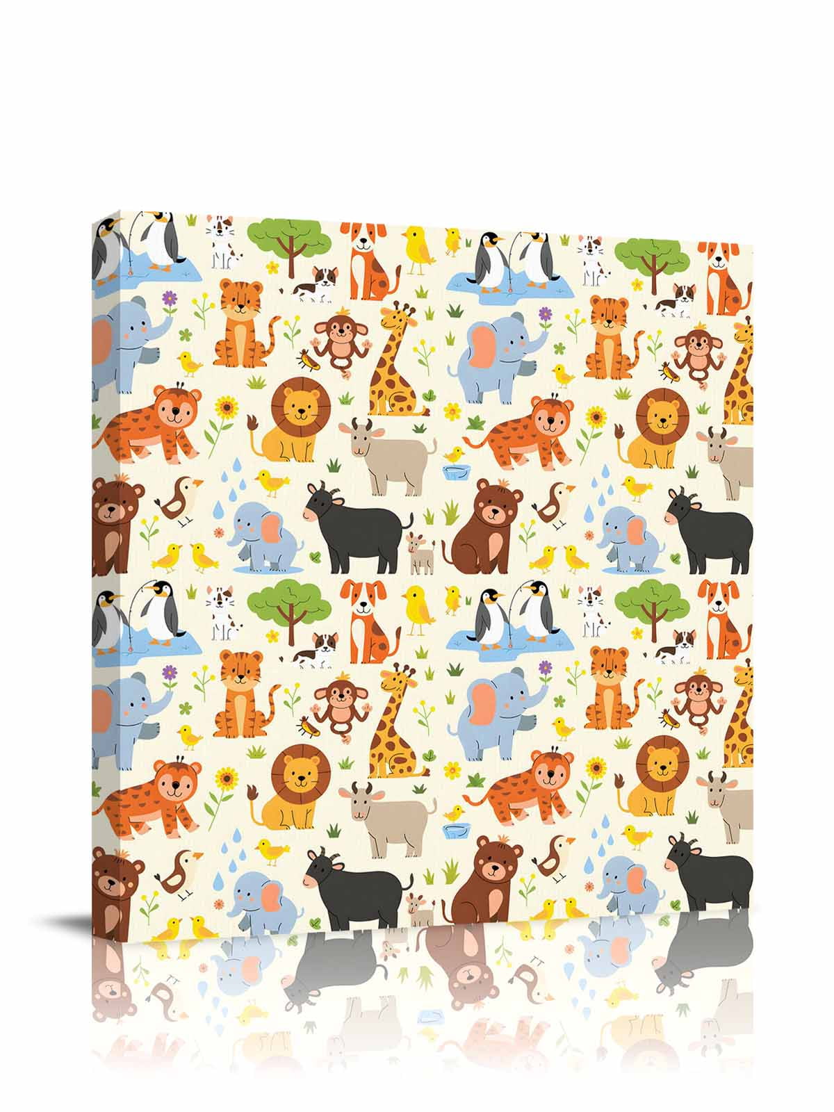 Canvas Print Wall Art Zoo Animals Tiger Lion Elephant Monkys Modern ...