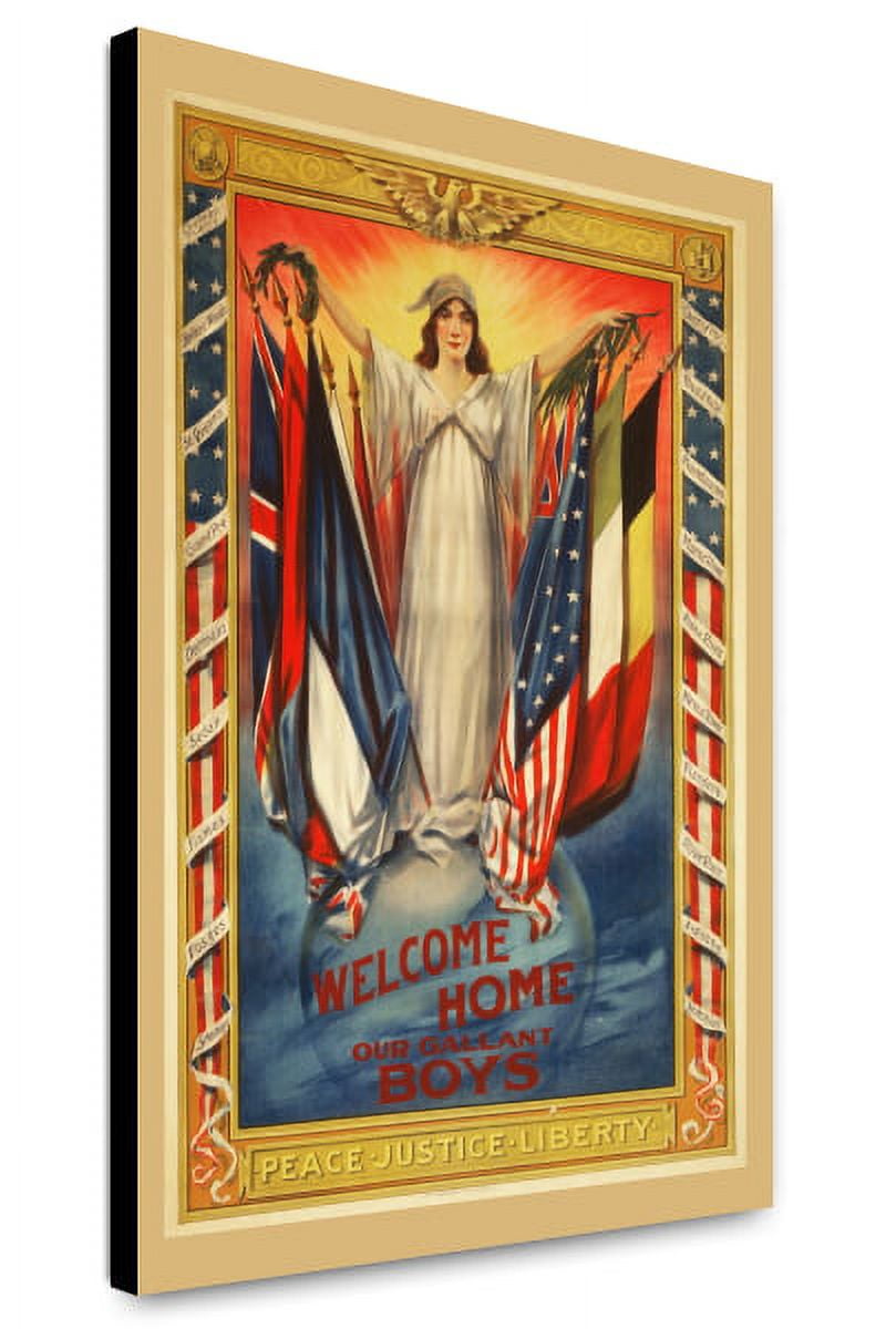 Canvas Print: Welcome Home Our Gallant Boys Peace, Justice, Liberty ...
