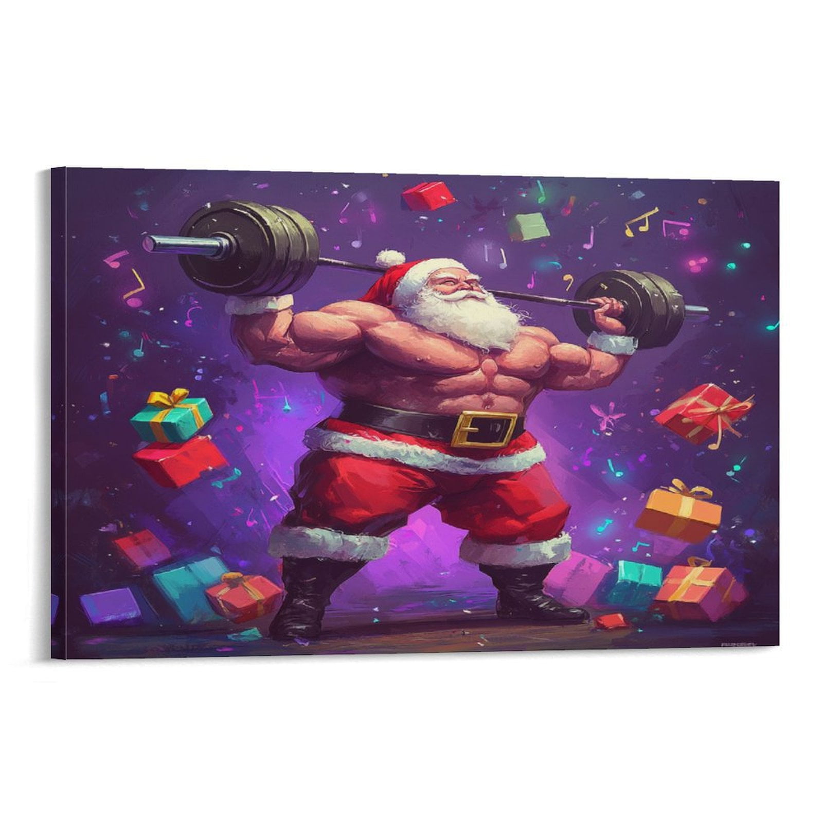 Canvas Prints Bodybuilder Santa with Gifts Canvas Prints Wall Art ...