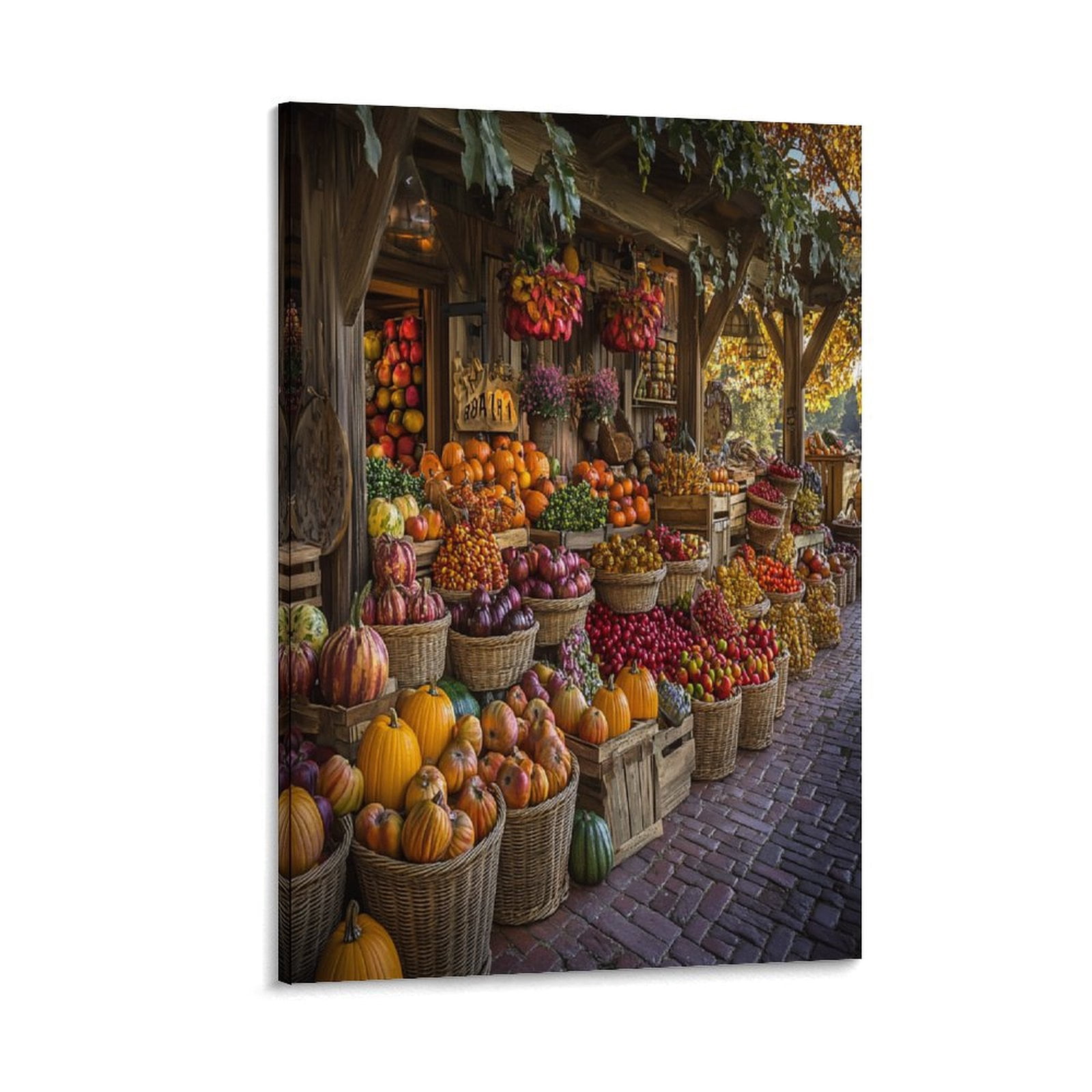 Canvas Prints Fall Harvest Pumpkins Corn Artwork Print Painting ...