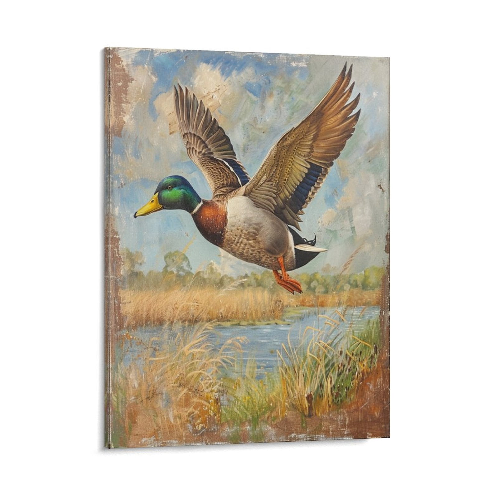 Canvas Prints Mallard Duck Flying Out Reed Living Room Art for Bedroom ...