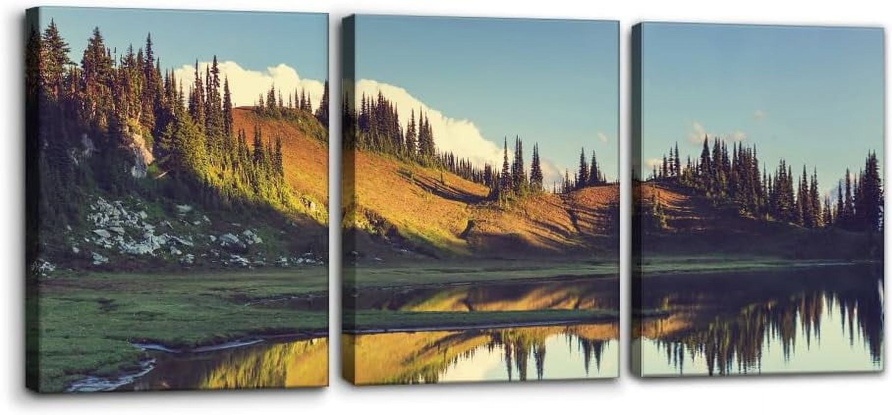 Canvas Prints Nature Wilderness Wall Art Framed Retro Colorful Mountain ...