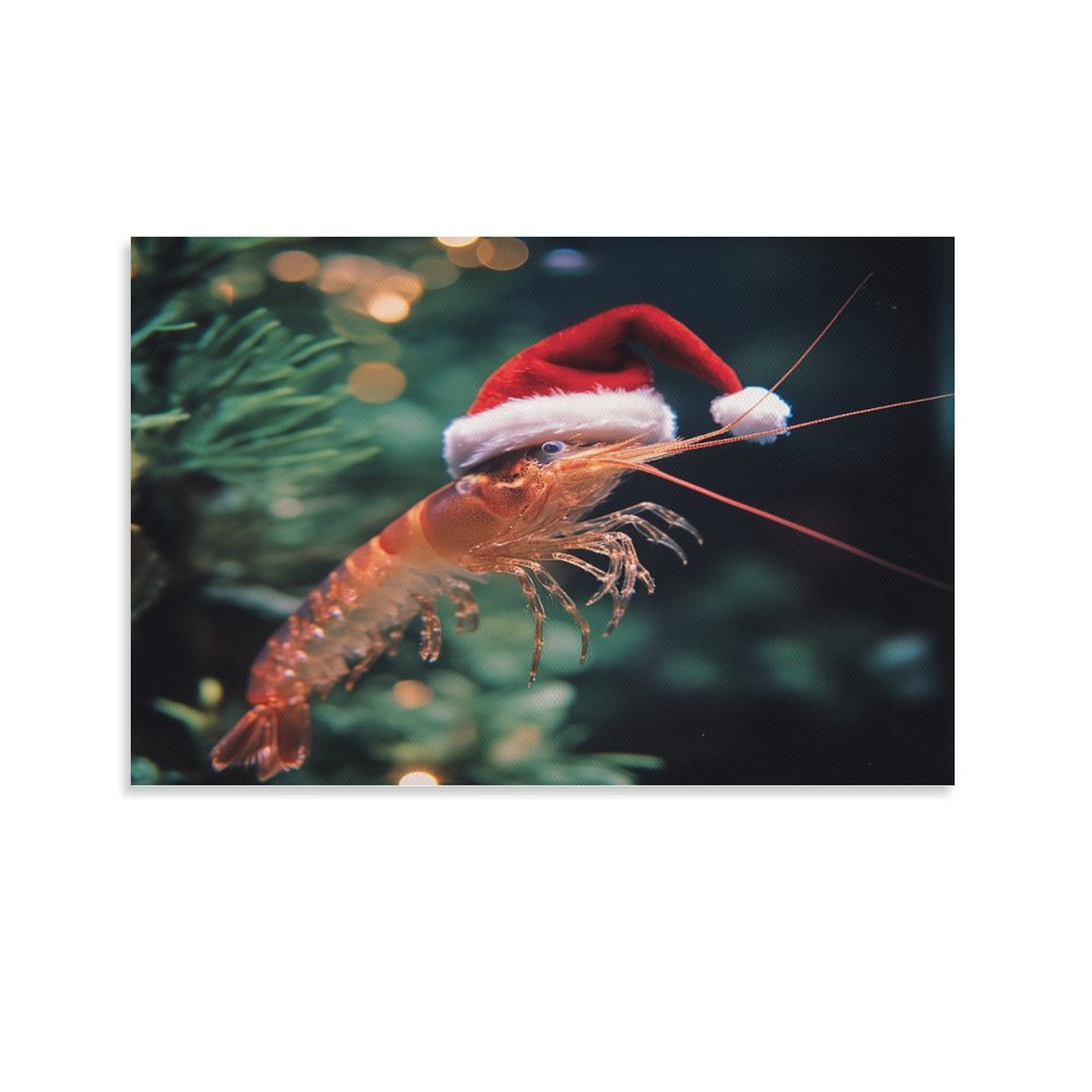 Canvas Prints Shrimp Wearing A Santa Hat Print Canvas Wall Art Shrimp ...