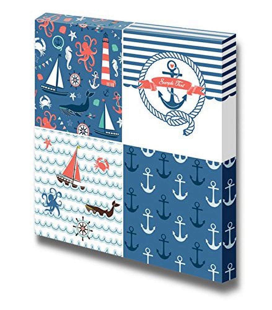 Canvas Prints Wall Art - A Set of 4 Unique Nautical Backgrounds. Blue ...