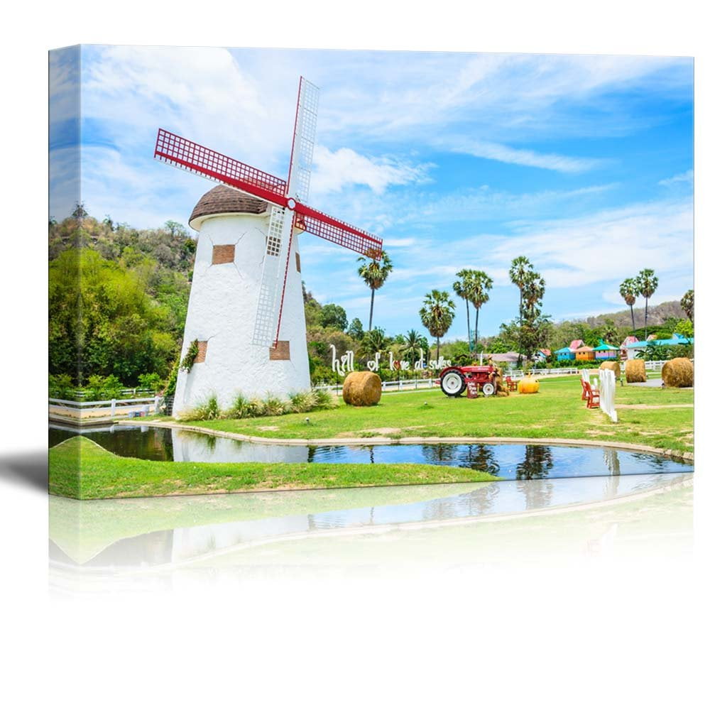 Canvas Prints Wall Art - Beautiful Scenery of White Wind Turbine in The ...