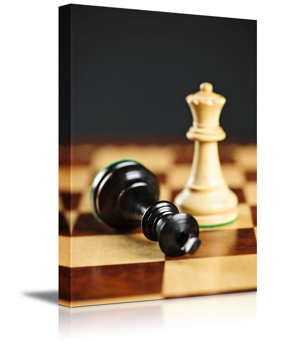 Canvas Prints Wall Art - Closeup of Checkmate on King by Queen Winning ...