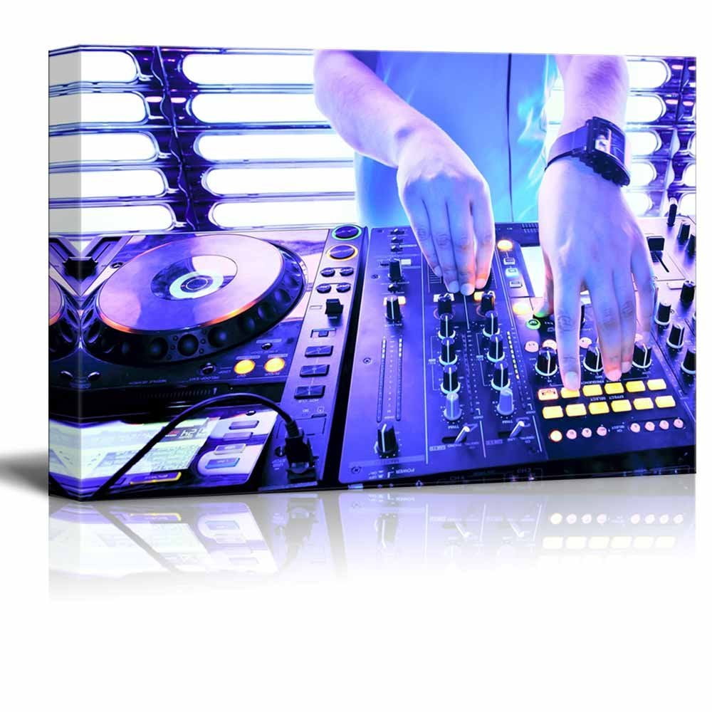 Canvas Prints Wall Art - Dj Playing the Track in the Nightclub at a ...