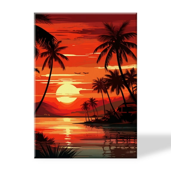 Canvas Prints Wall Art Framed Hanging Painting Wall Art,Sunset Over The ...