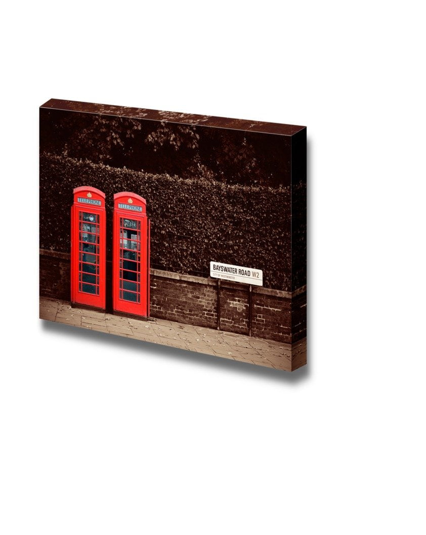 Canvas Prints Wall Art - Red Telephone Booth/Box in London Street ...