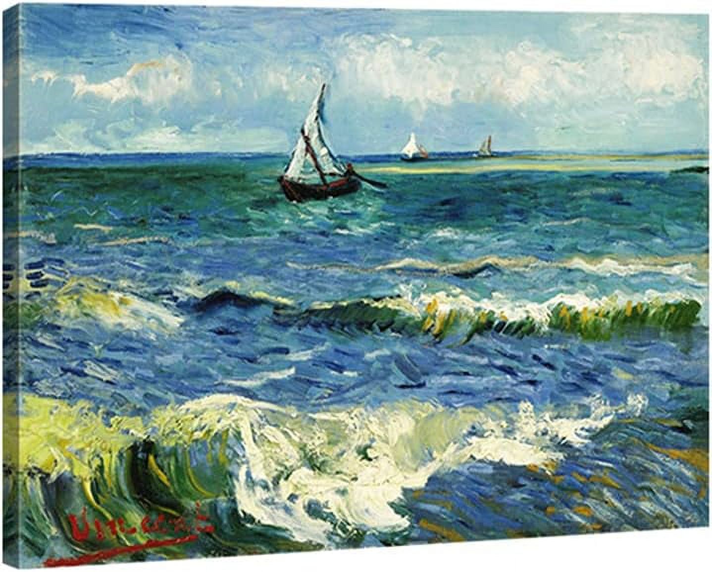 Canvas Prints Wall Art Seascape at Saintes Maries by Vincent Van Gogh ...