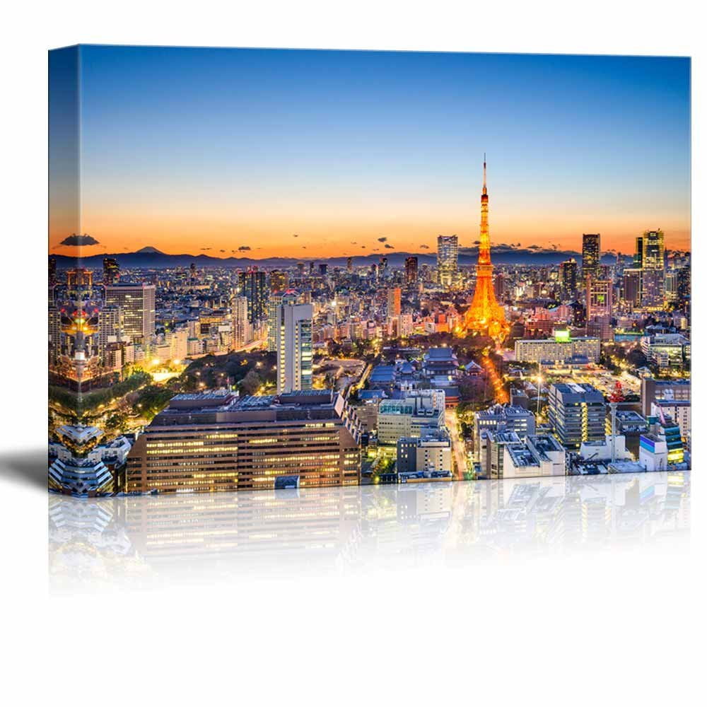 Canvas Prints Wall Art - Tokyo, Japan Skyline at Tokyo Tower | Modern ...