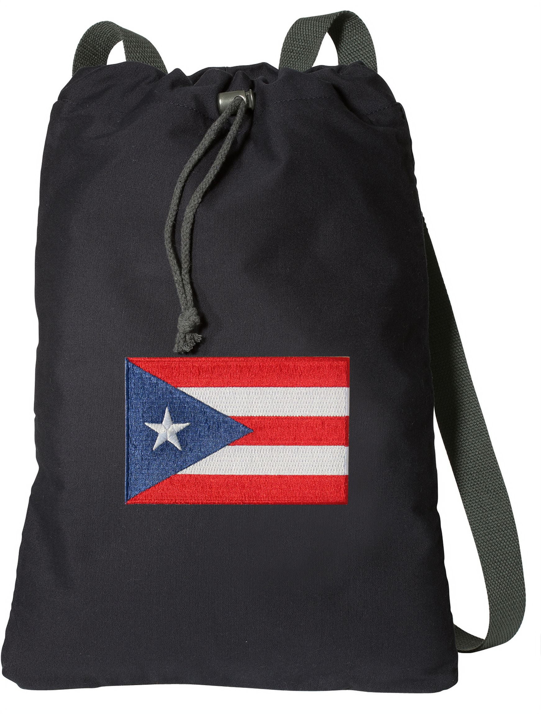 Canvas Puerto Rico Backpack Natural Cotton Puerto Rico Flag Cinch Bag ...