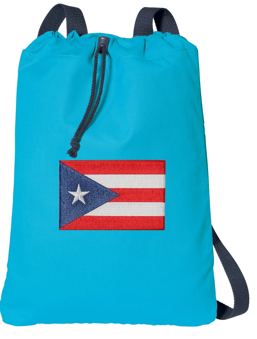 Canvas Puerto Rico Drawstring Backpack Aqua Natural Cotton Puerto Rico ...