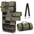 Canvas Roll Up Tool Bag Organizer, 4 Labels Removable Large Pouches, 1 ...