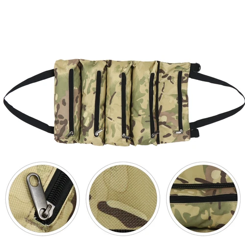Canvas Roll Up Tool Bag Heavy Duty Tool Pouches Organizer With 5 ...