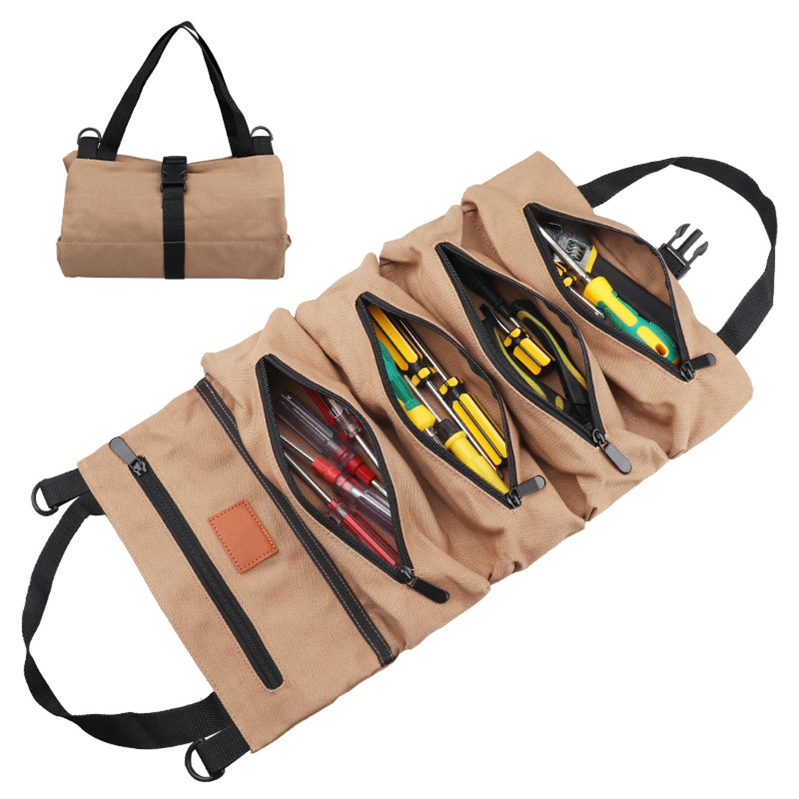 Canvas Roll-up Tool Bag, Multi-Purpose Tool Roll Pouch Tool Organizer ...