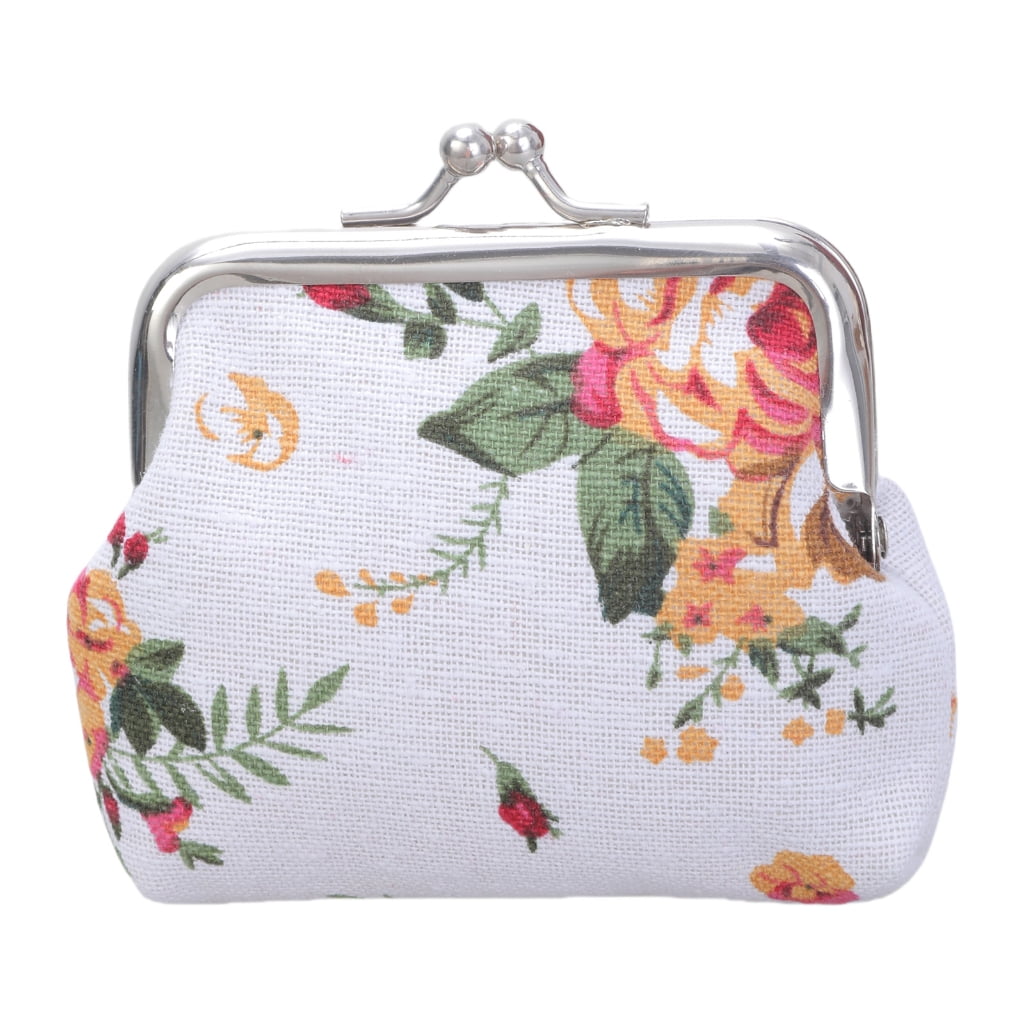 Canvas Rose Flower Coin Purse Kiss Lock Change Purse Vintage Trinkets ...