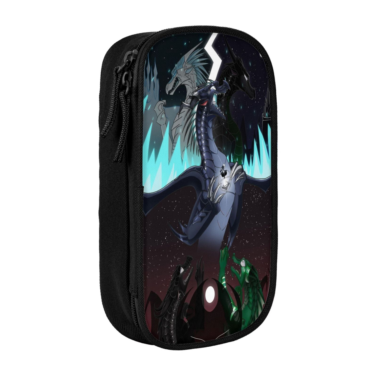 Canvas Wings Dragon Fire Pencil Pouch Case Makeup Bag Large Capacity ...
