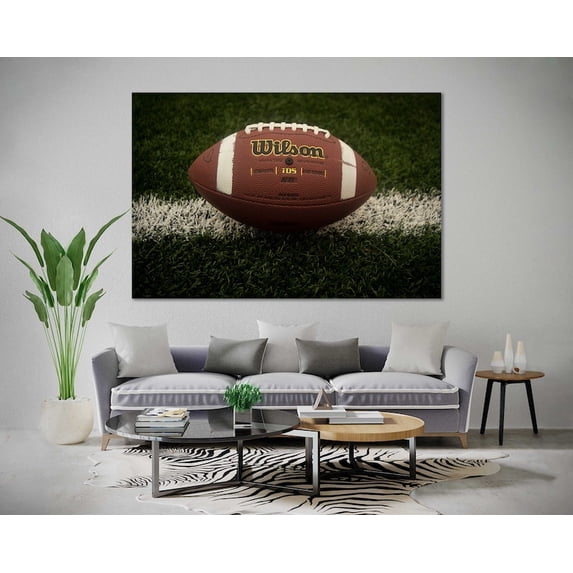 Canvas Set of American Football, Ball on Grass Picture Print, American ...
