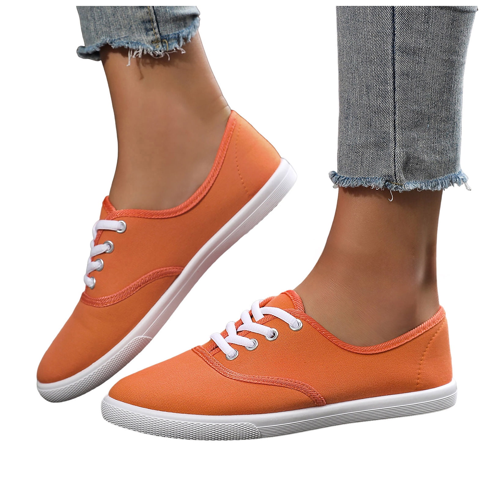 Canvas Shoes for Women Men Trendy Lace up Antislip Soft Sole Flat Shoes ...