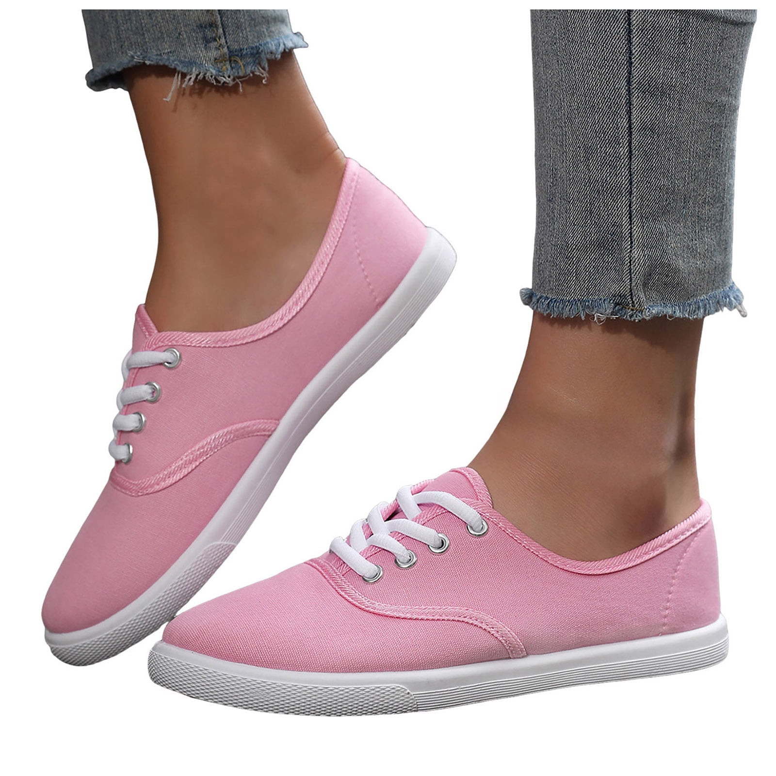 Canvas Shoes for Women Men Trendy Lace up Antislip Soft Sole Flat Shoes ...