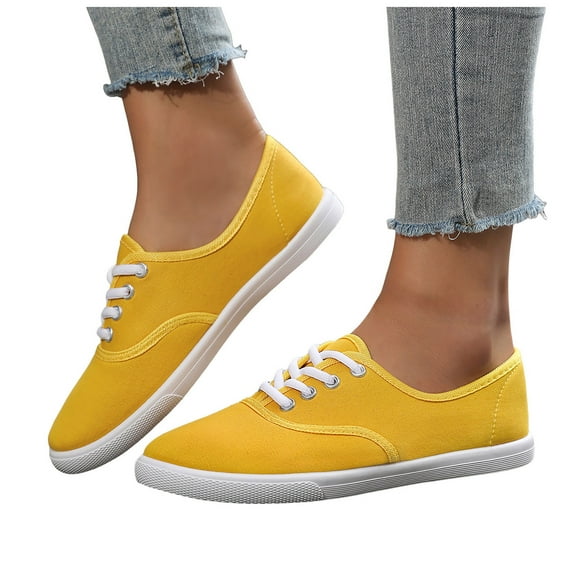 Canvas Shoes for Women Men Trendy Lace up Antislip Soft Sole Flat Shoes ...