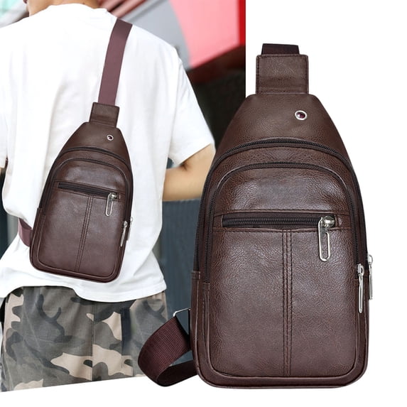 Canvas Sling Bag Crossbody Backpack for Men, Casual Leather Fabric ...