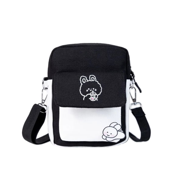 Canvas Square Bag for Women Cute Bear Fashion Shoulder Bag Korean ...