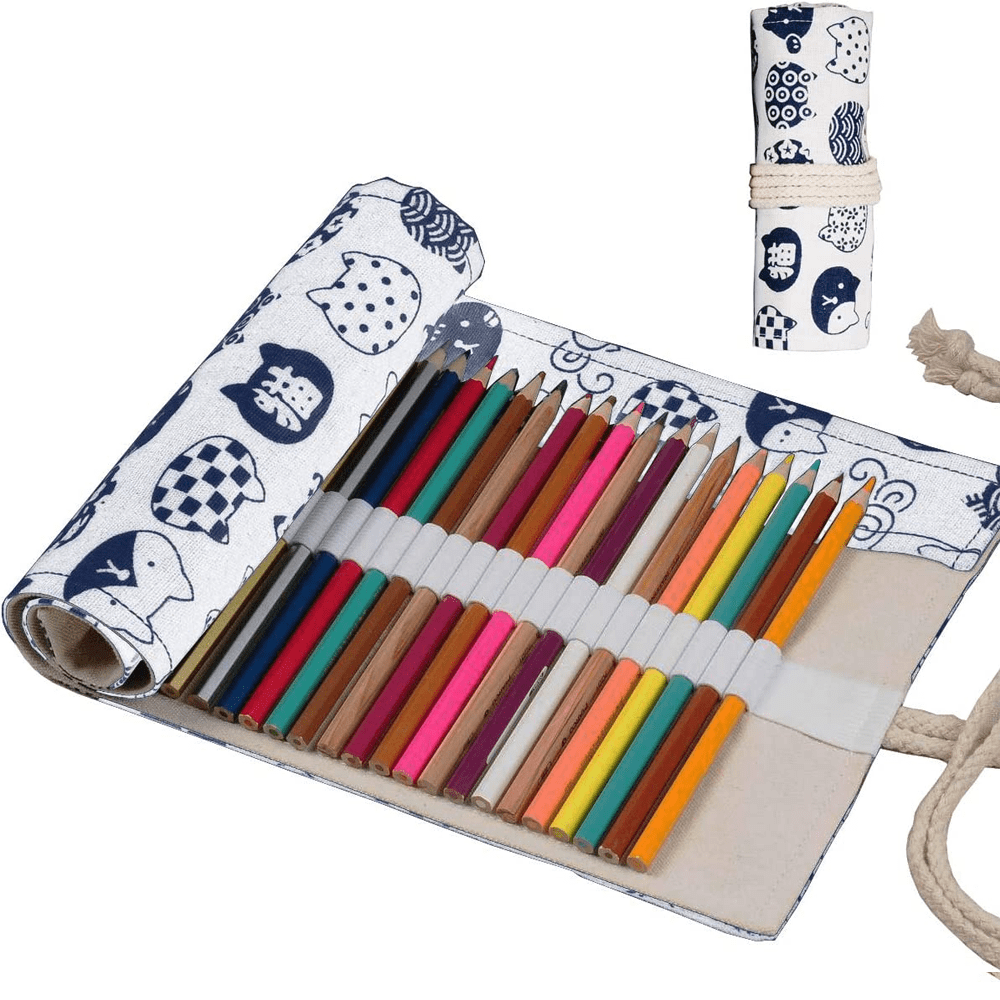 Canvas Stationery Handmade Roll Up Pencil Case for Artist Pencil Wrap ...