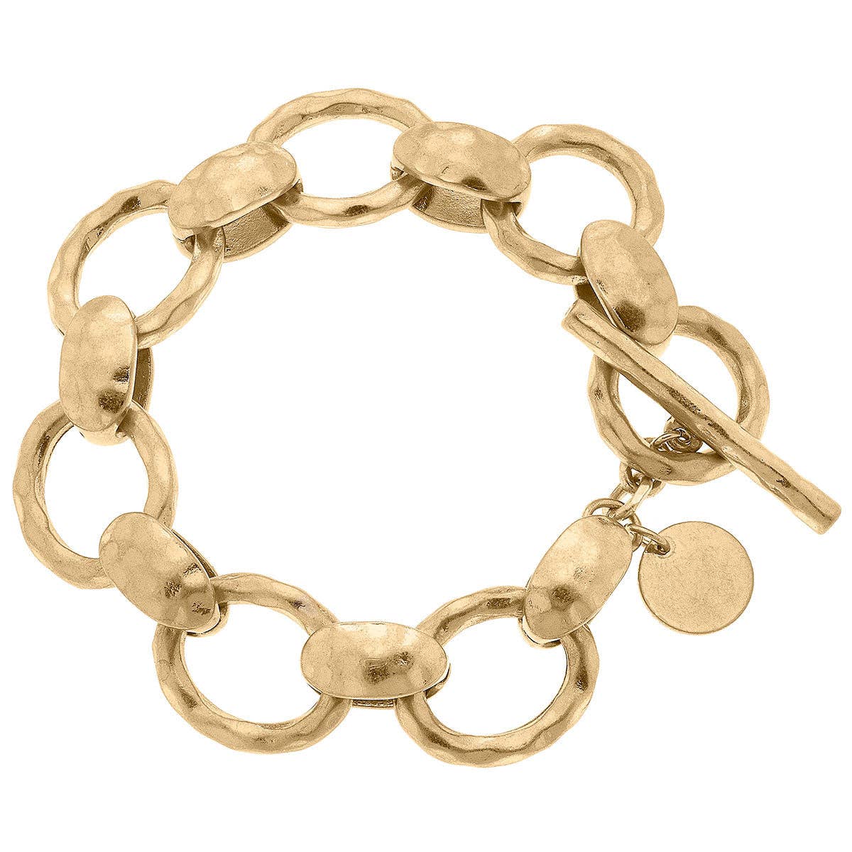 Canvas Style - Mae Hammered Chain Link Bracelet in Worn Gold - Walmart.com