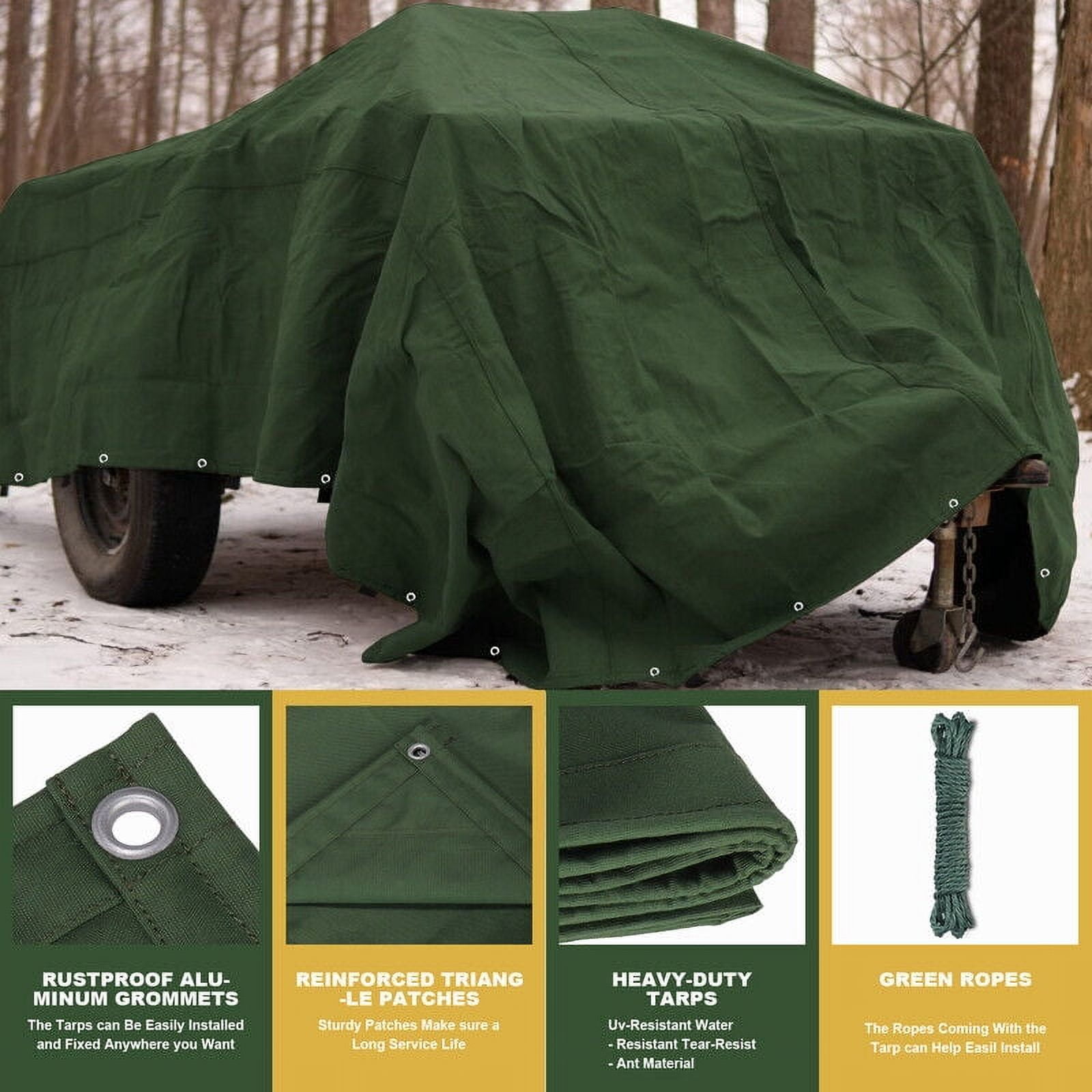 Canvas Tarps Heavy Duty Waterproof Tarpaulins with Aluminum Grommets ...