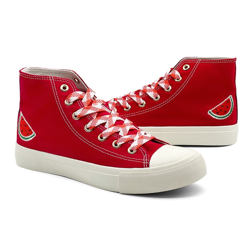 Canvas Tennis Shoes for Women High Top Casual Sneakers Cute Fruit Print ...
