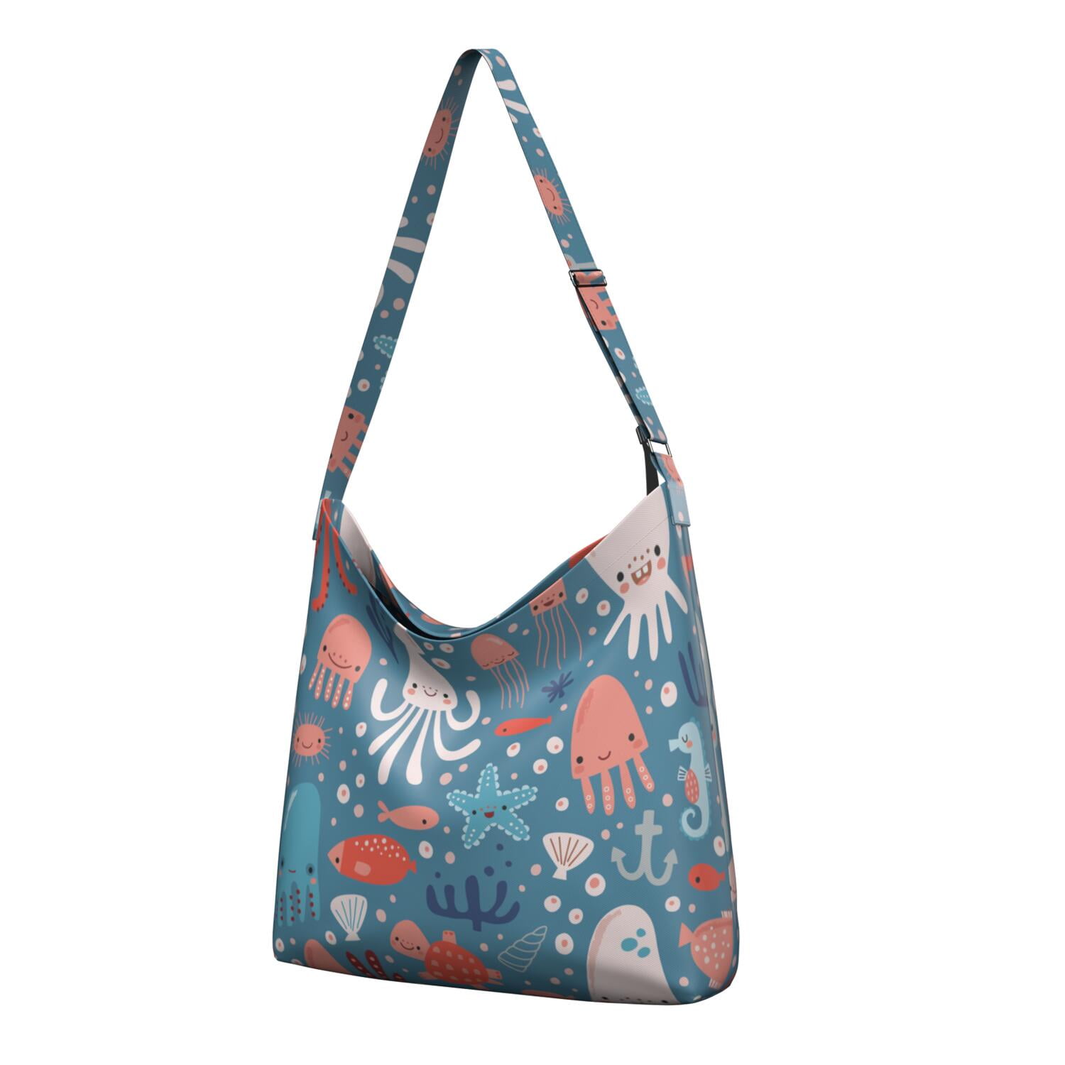 Canvas Tote Bag with Colorful Watercolor Octopus and Tentacles Print ...
