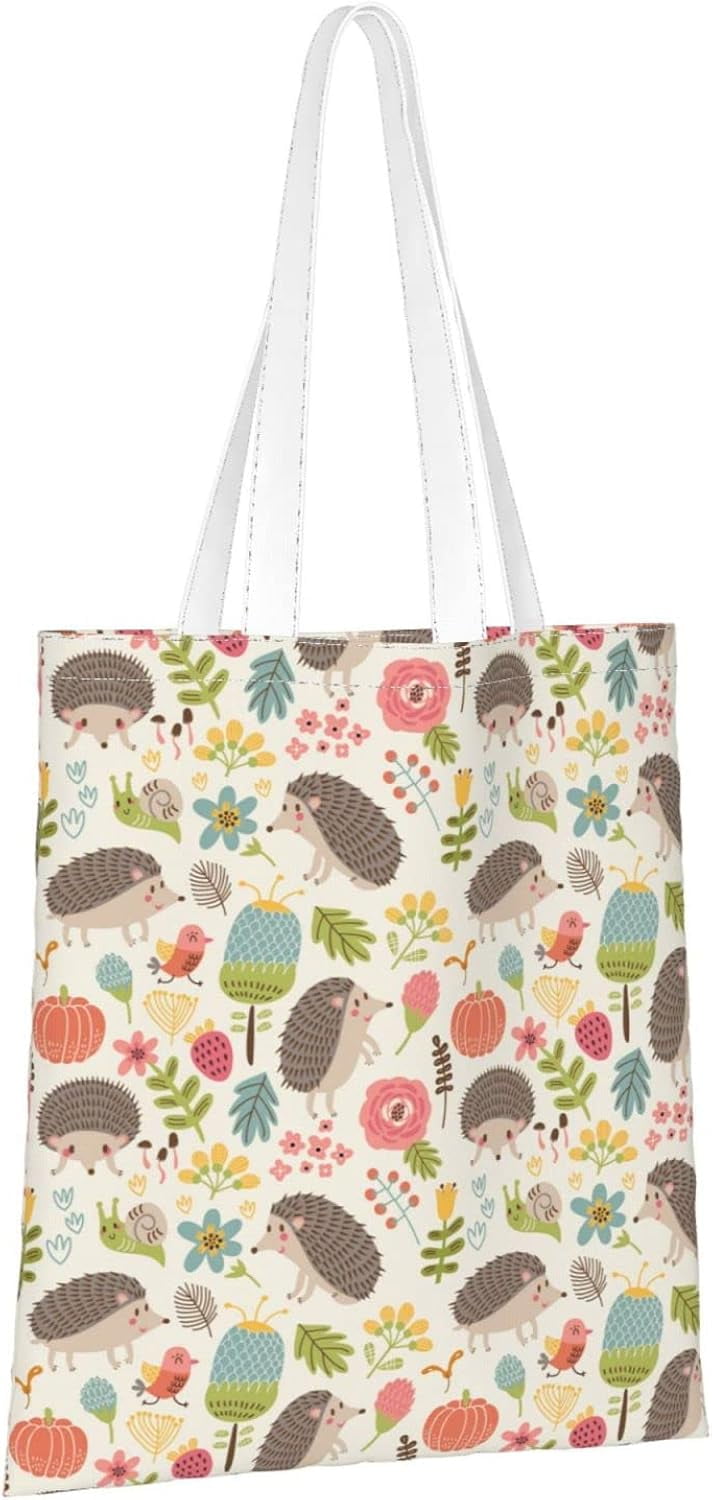 Canvas Tote Bag Cute Hedgehog Reusable Handbags Big Shoulder Tote Bags ...